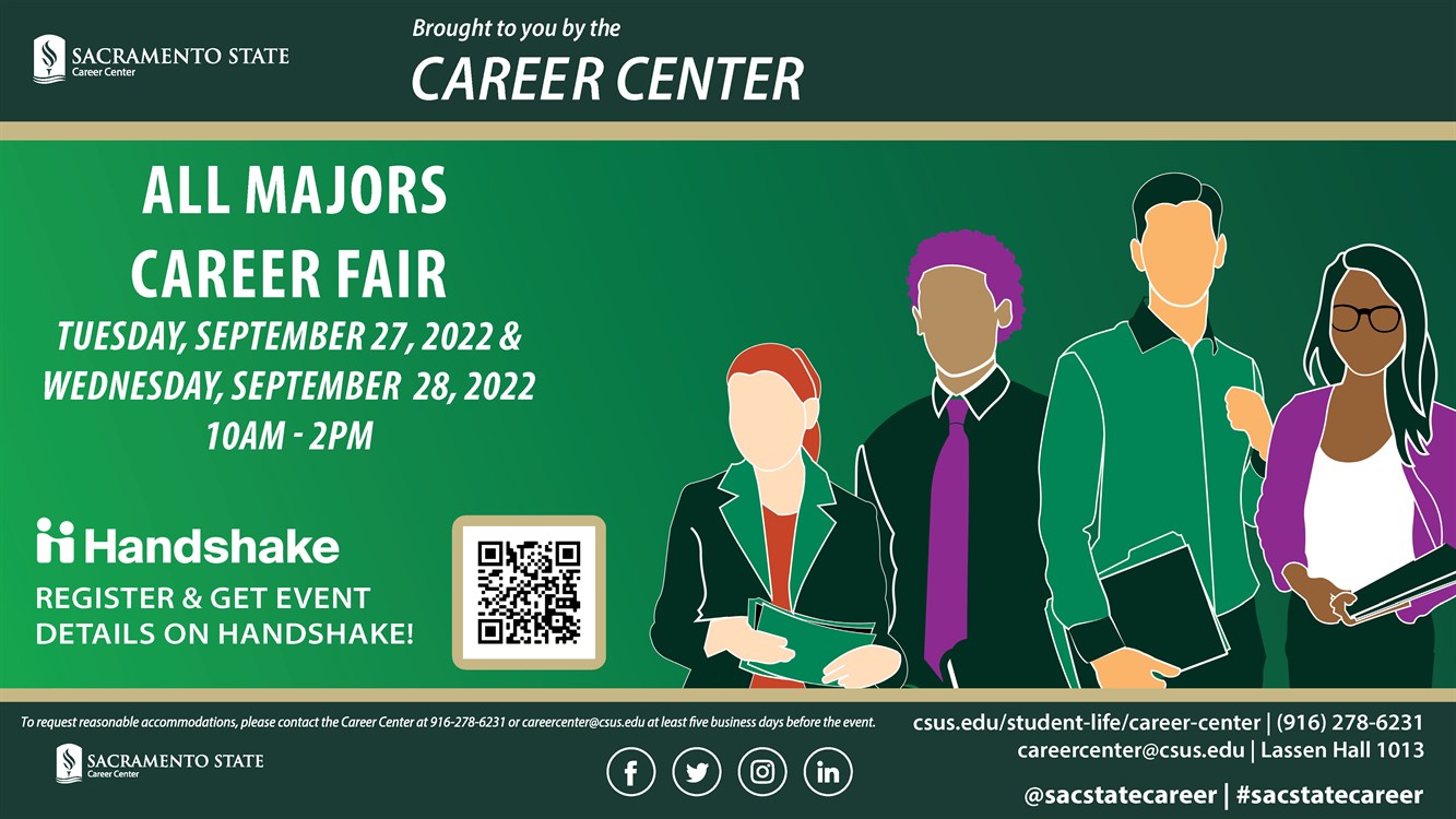 Fall 2022 All Majors Career Fair, Wednesday, September 28, 2022, 10am - 2pm