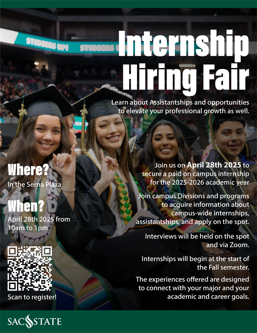 Internship and Hiring Fair, Monday, April 28, 2025, 10am - 1pm