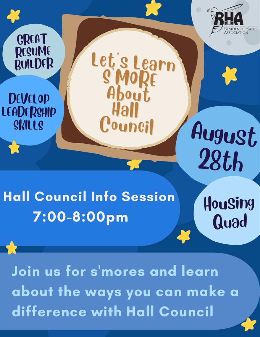Let's Learn S'more about Hall Council, Sunday, August 28, 2022, 7 - 8pm