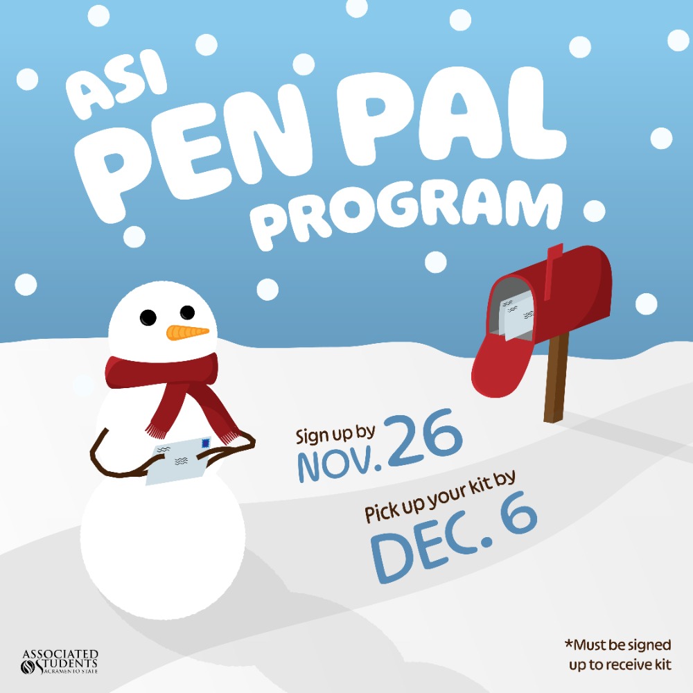 ASI Pen Pal Program, Monday, November 18 - Tuesday, November 26, 2024