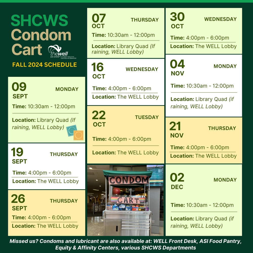 Condom Cart, Thursday, September 19, 2024, 4 - 6pm