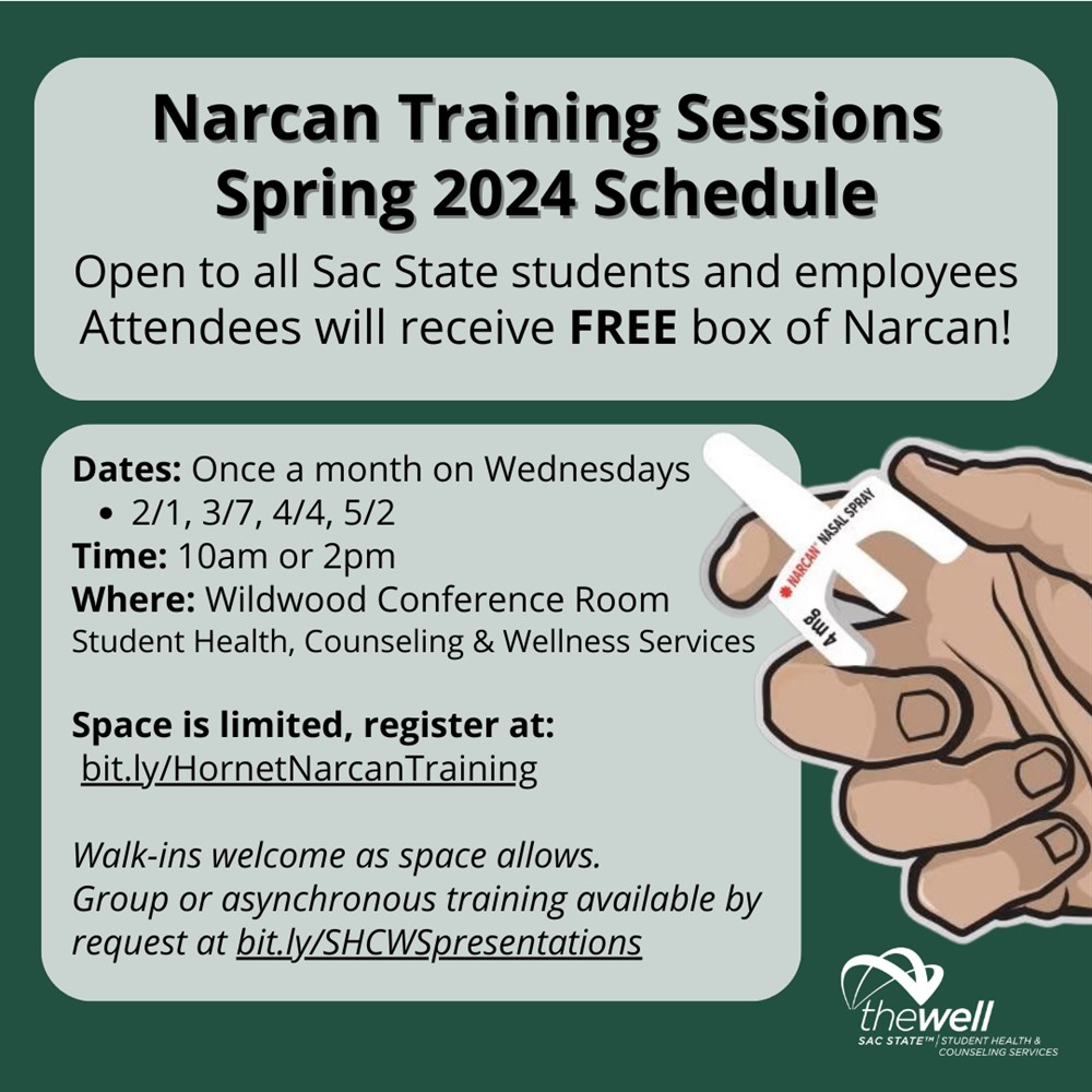 Monthly Narcan Training, Thursday, April 4, 2024, 10 - 11am