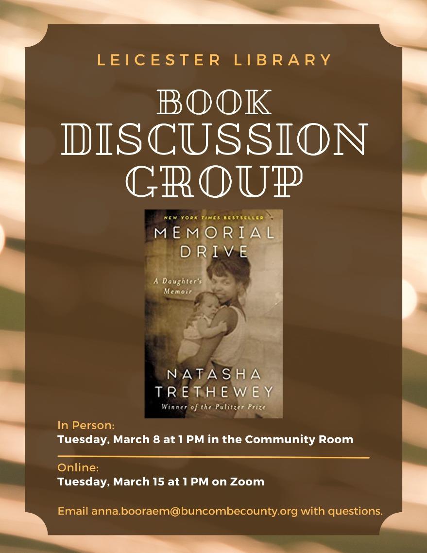 Leicester Library Book Discussion Group: Memorial Drive by Natasha ...