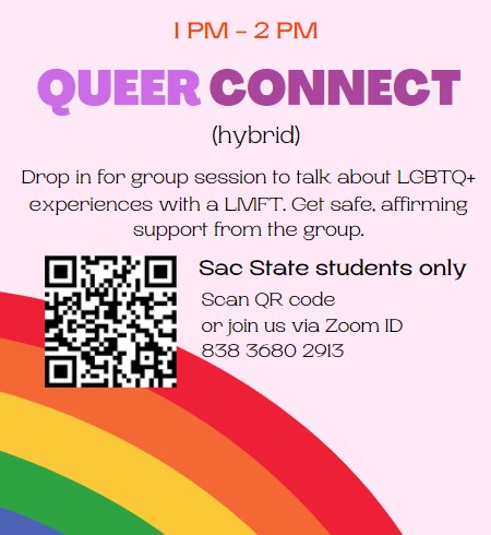 Queer Connect, Wednesday, May 18, 2022, 1 - 2pm