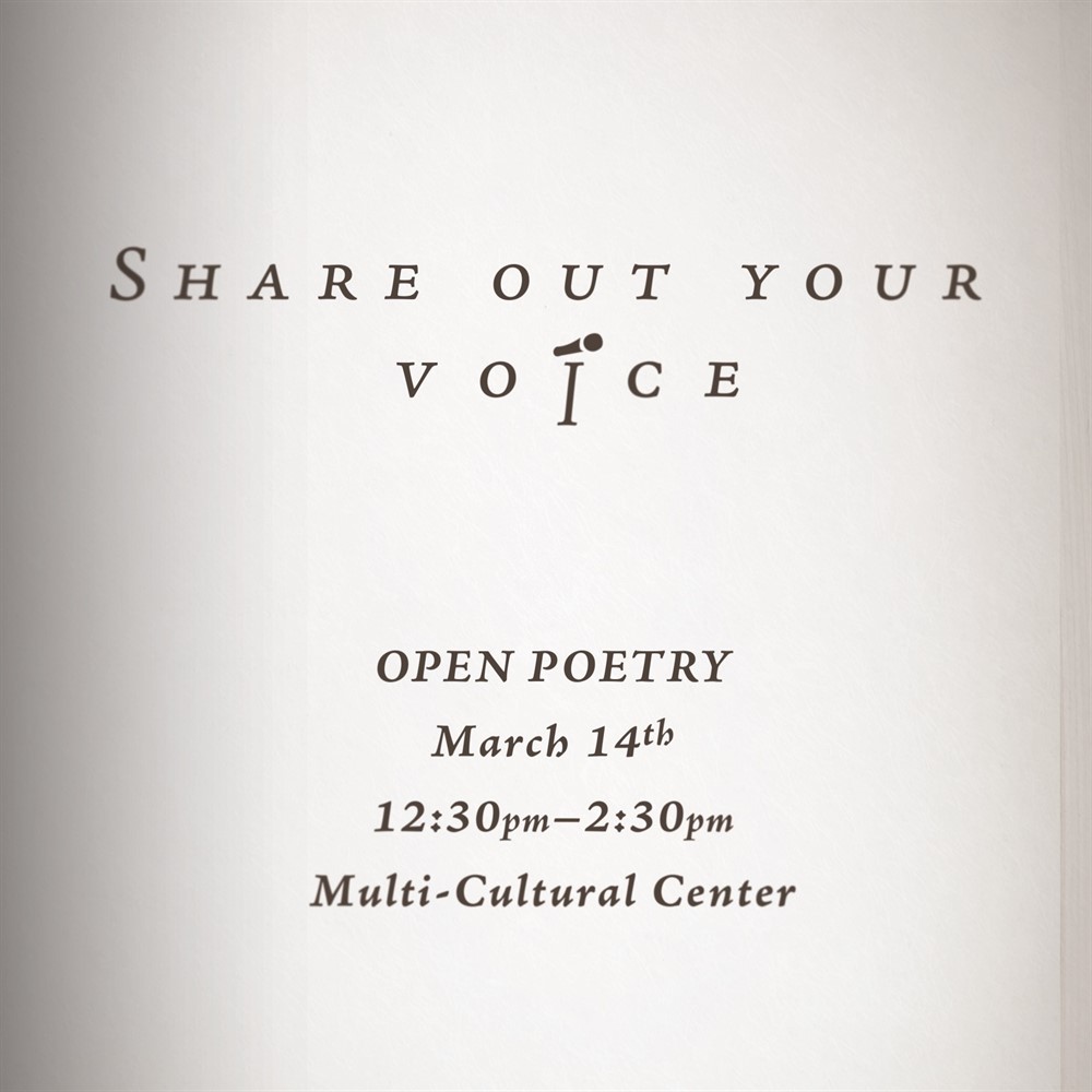 Open poetry Mic, Friday, March 14, 2025, 12:30 - 2:30pm