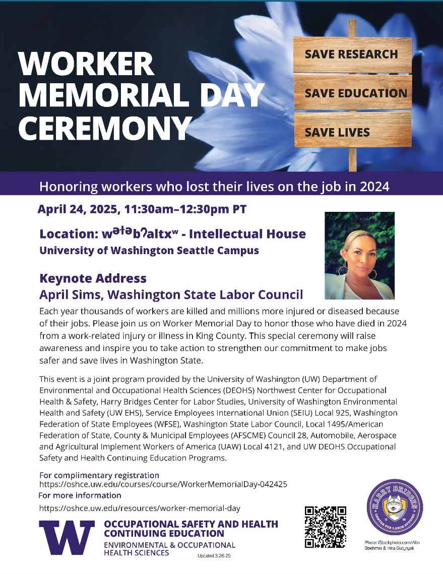 Worker Memorial Day 2025, Thursday, Apr 24, 2025, 11:30 a.m. - 1 p.m.