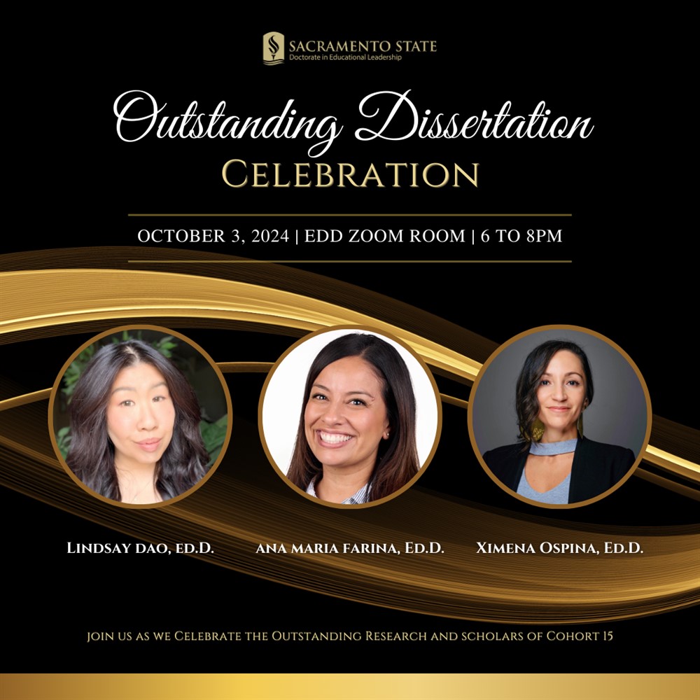 Outstanding Dissertation Celebration, Thursday, October 3, 2024, 6 - 8pm